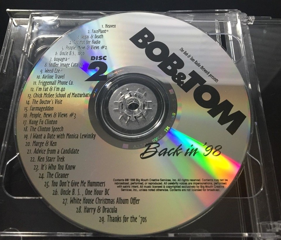 **CD's ONLY** Bob and Tom Back in '98 1998 2 CD set **CD's ONLY ...