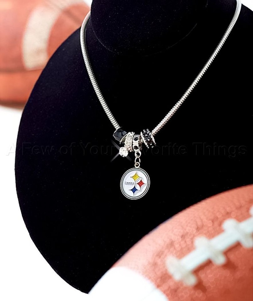 NFL PITTSBURGH STEELERS Euro Beads Rhinestone Charms Necklace Set Free ...