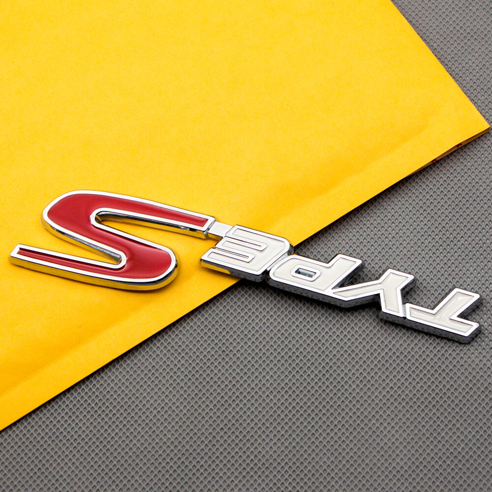 White & Red Coated Metal TYPE-S Emblem Chrome Sport Rear Trunk Badge 3D ...