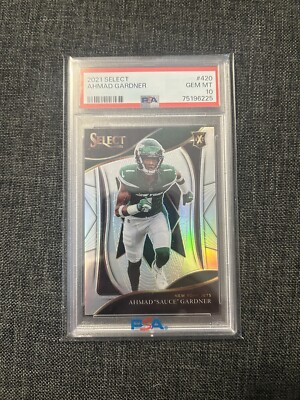2021 Panini Select XRC #420 Ahmad Sauce Gardner Jets RC PSA 10 Gem Mint ...