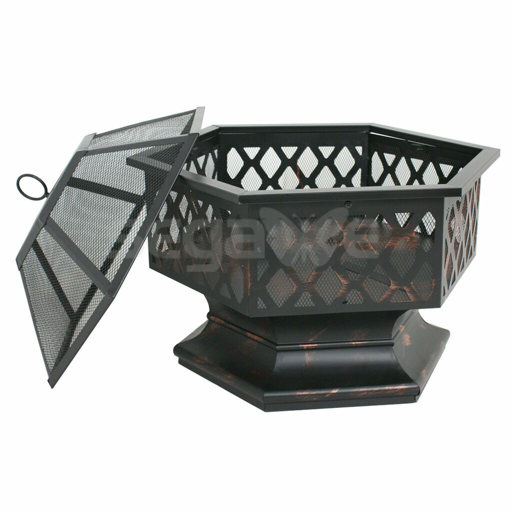 Hex Shaped Patio Fire Pit Firepit Bowl Fireplace Outdoor Home Garden ...