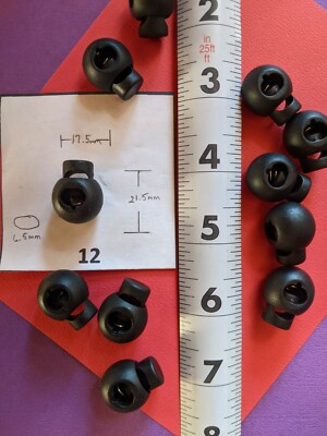 BLACK Single Hole, PLASTIC Spring Loaded Cord Lock Ball Round 10pk | eBay