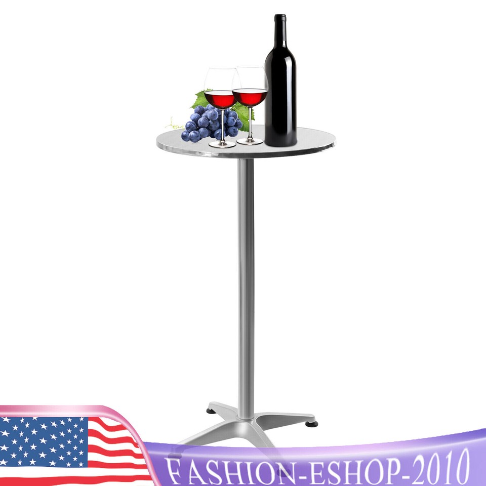 Sliver Adjustable Height Pub Bar Cocktail Table 360 Swivel Round W/Flip ...