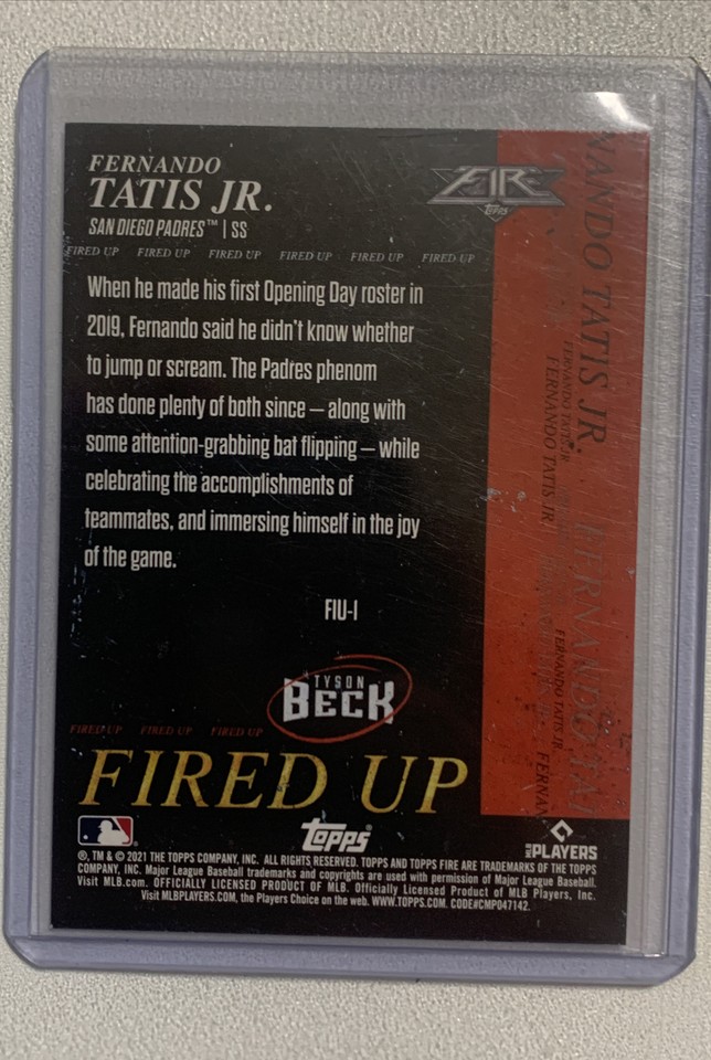 2021 Topps Fire Fernando Tatis Jr Fired up GOLD MINTED Parallel FIU-1 ...