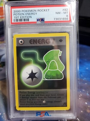 PSA 8 NM-MINT POTION ENERGY 82/82 1ST EDITION TEAM ROCKET POKEMON TCG ...