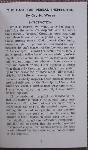THE CASE FOR VERBAL INSPIRATION ~ GUY N WOODS ~ Church Of Christ ~ VG+ ...