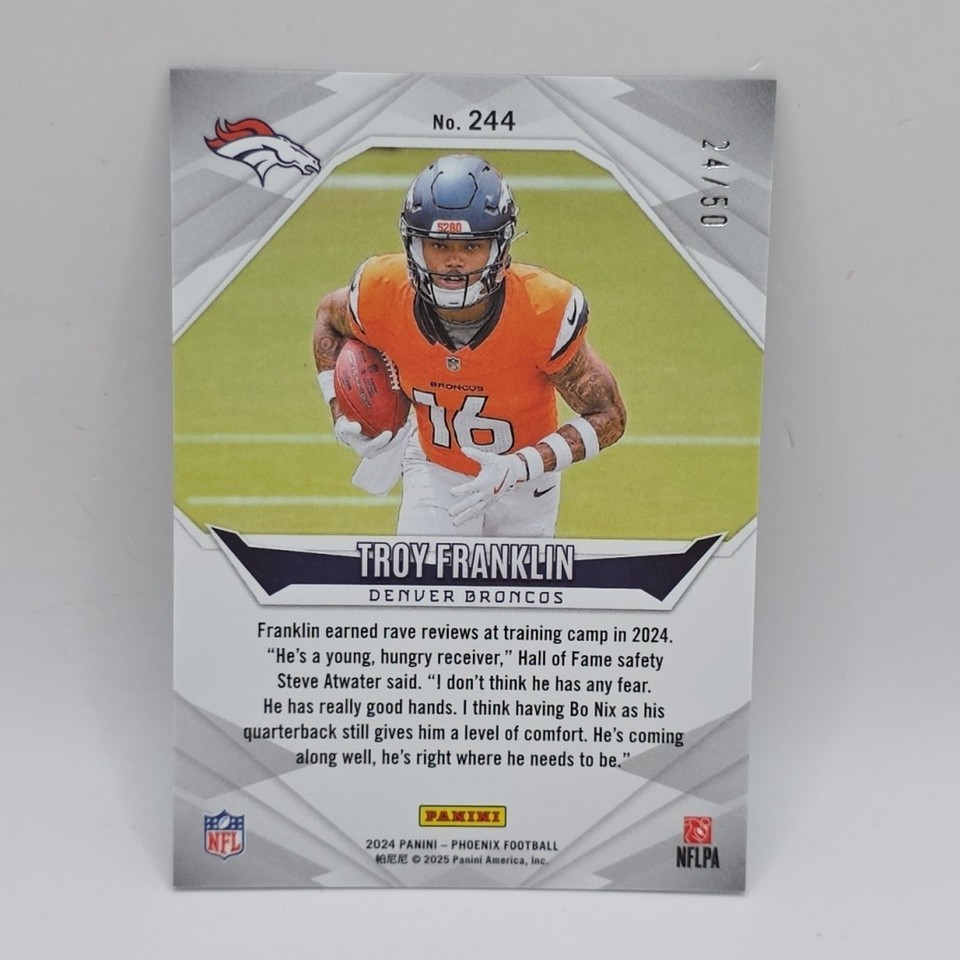 2024 Phoenix Troy Franklin RC Green Lazer SP /50 NFL Denver Broncos ...