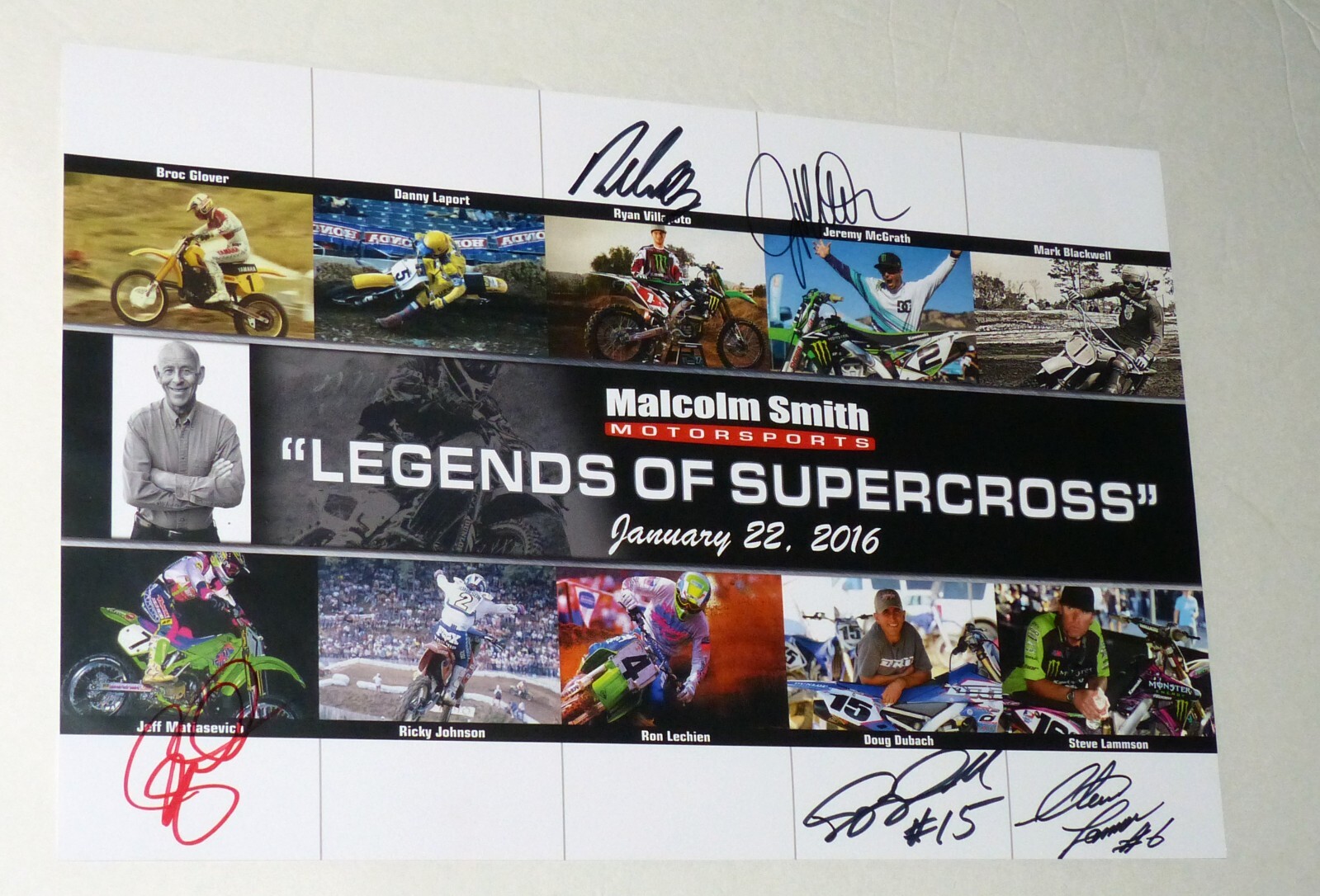Supercross Poster Hand-Signed by Ryan Villopoto,Jeremy Mcgrath,Malcolm ...