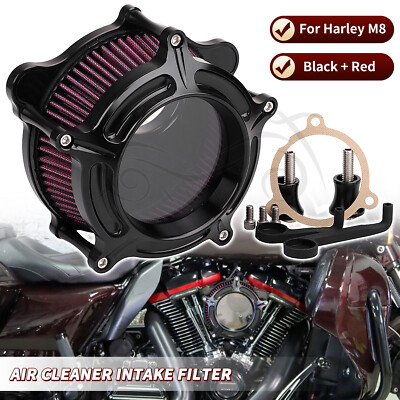 Black Clarity Air Cleaner Red Intake Filter For Harley Road King FLHR ...