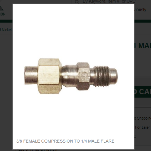 3/8 FEMALE COMPRESSION TO 1/4 MALE FLARE # 7289 | eBay