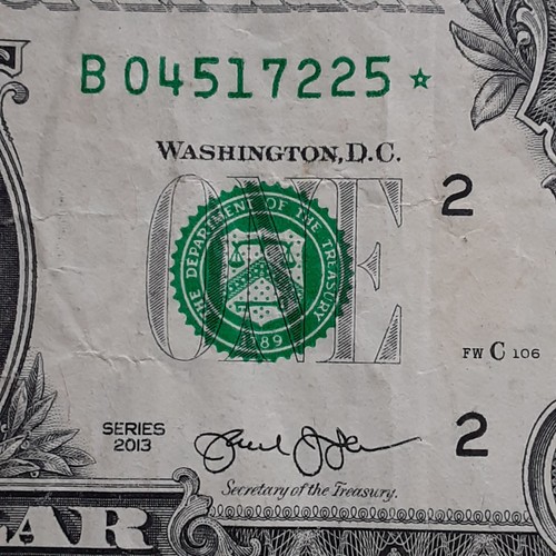 FW Duplicate Serial Number STAR Note B 04517225 ☆ One Dollar $1 Bill ...
