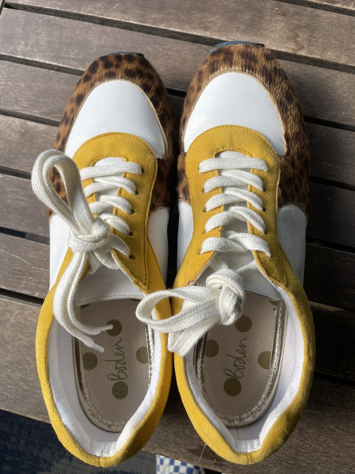 Boden Elise Sneakers, White/Yellow/Leopard/Gray Anima… - Gem