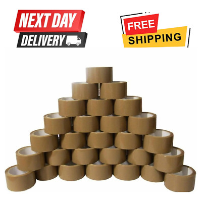 12x BROWN TAPE PARCEL PACKING PACKAGING ROLLS CARTON SEALING BOX 48MM X ...