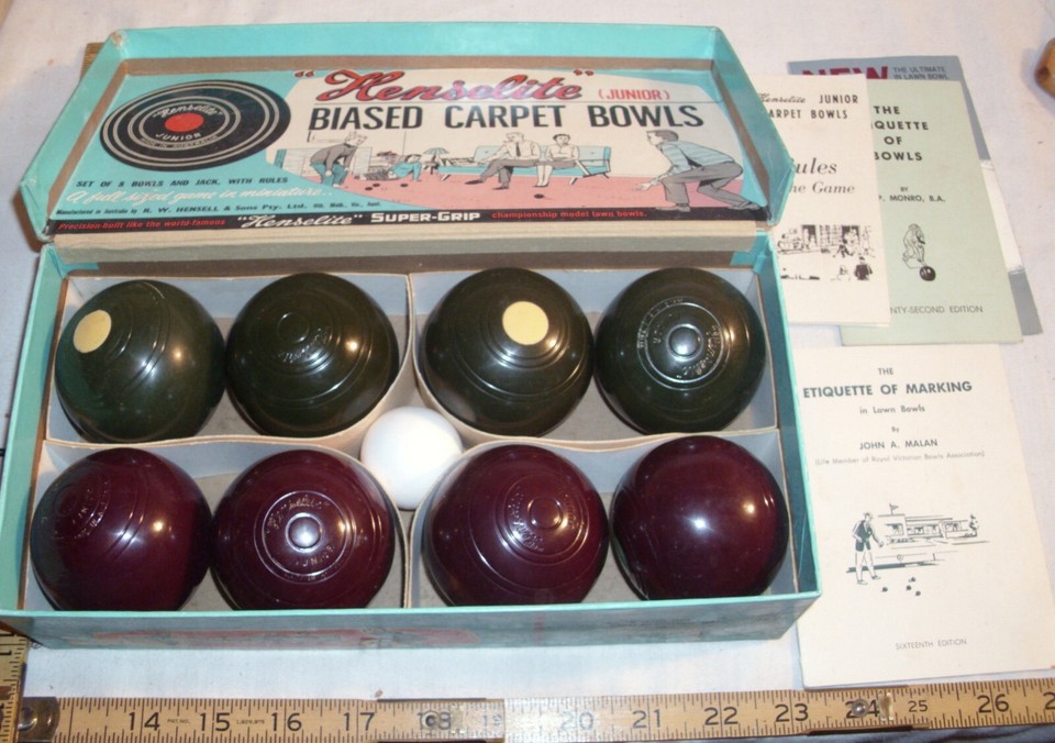 HENSELITE JUNIOR BIASED CARPET BOWLS INDOOR/OUTDOOR GAME BOXED | eBay