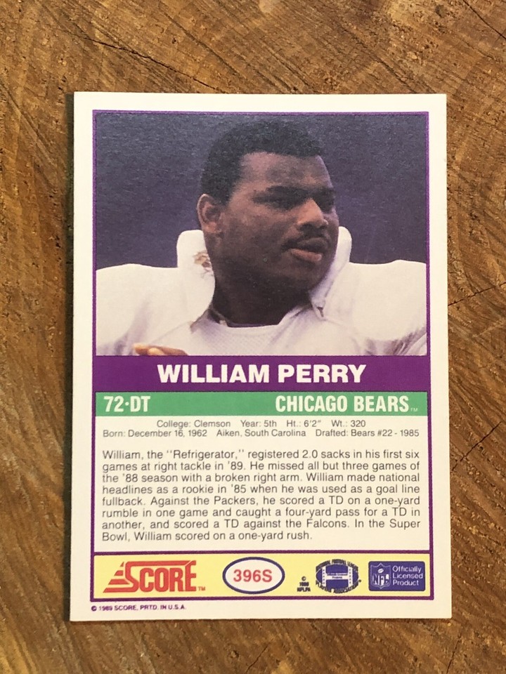 1989 Score Football William The Refrigerator Perry #396S NM-MT Sharp ...