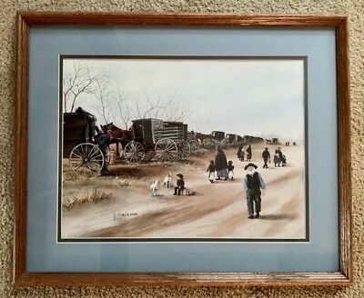 Amish Parking Lot Framed Picture - 1993 Al Koenig - 21.5” x 17.5” w ...