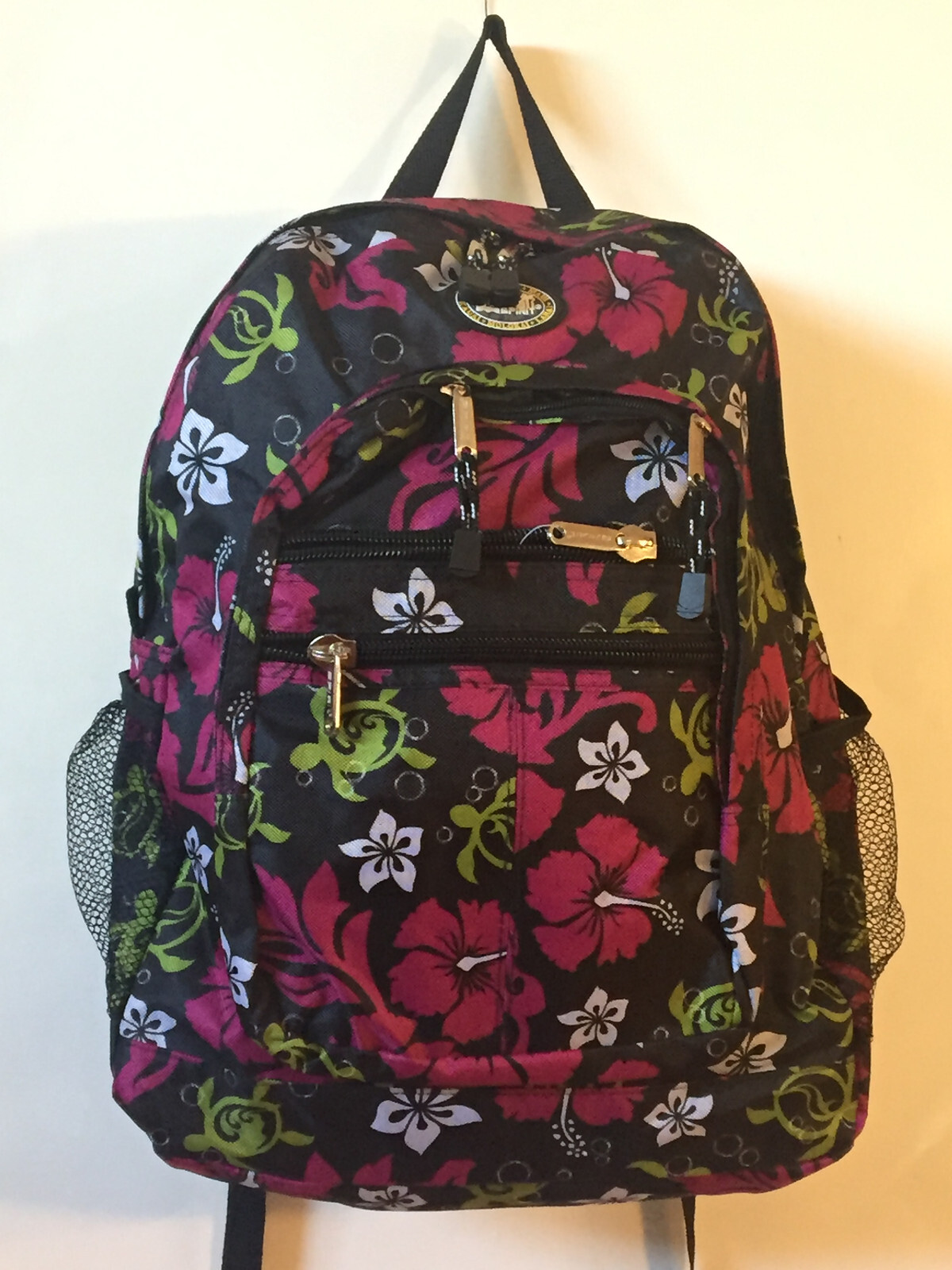 Hawaii Spirit Hawaiian Print Black/Pink School Backpack Hiking Travel ...