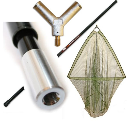 42 INCH GREEN CARP LANDING NET WITH METAL SPREADER + 2M TELESCOPIC NET ...