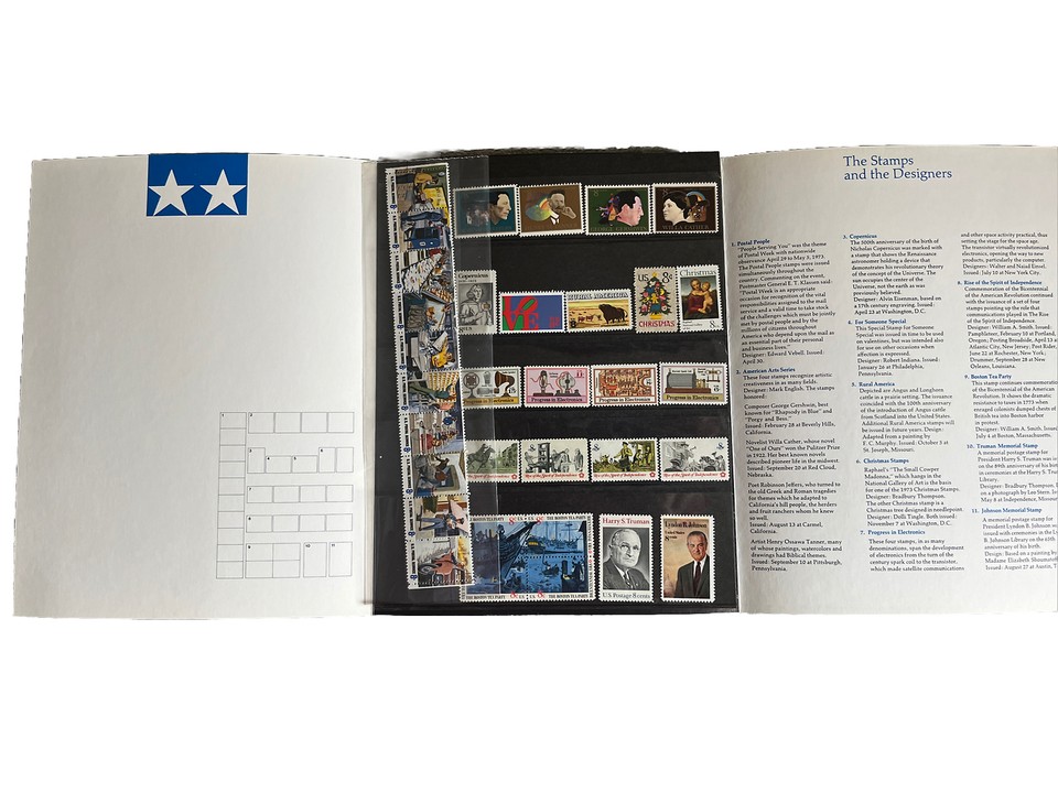 1973 USPS Souvenir Mint Set Mini Album with 33 commemorative stamps | eBay