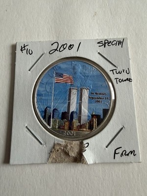 .999 Fine Silver 1 Oz Coin Colorized 2001 American Eagle September 11 ...