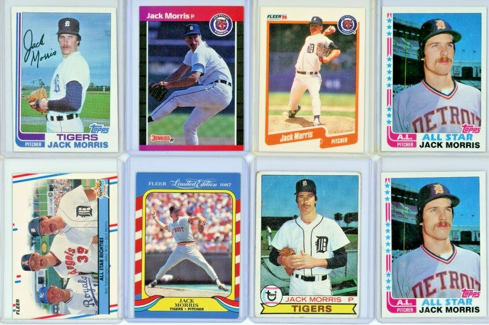 Eight (8) Jack Morris Baseball Cards - 1979 1987 1989 1982 1990 ...