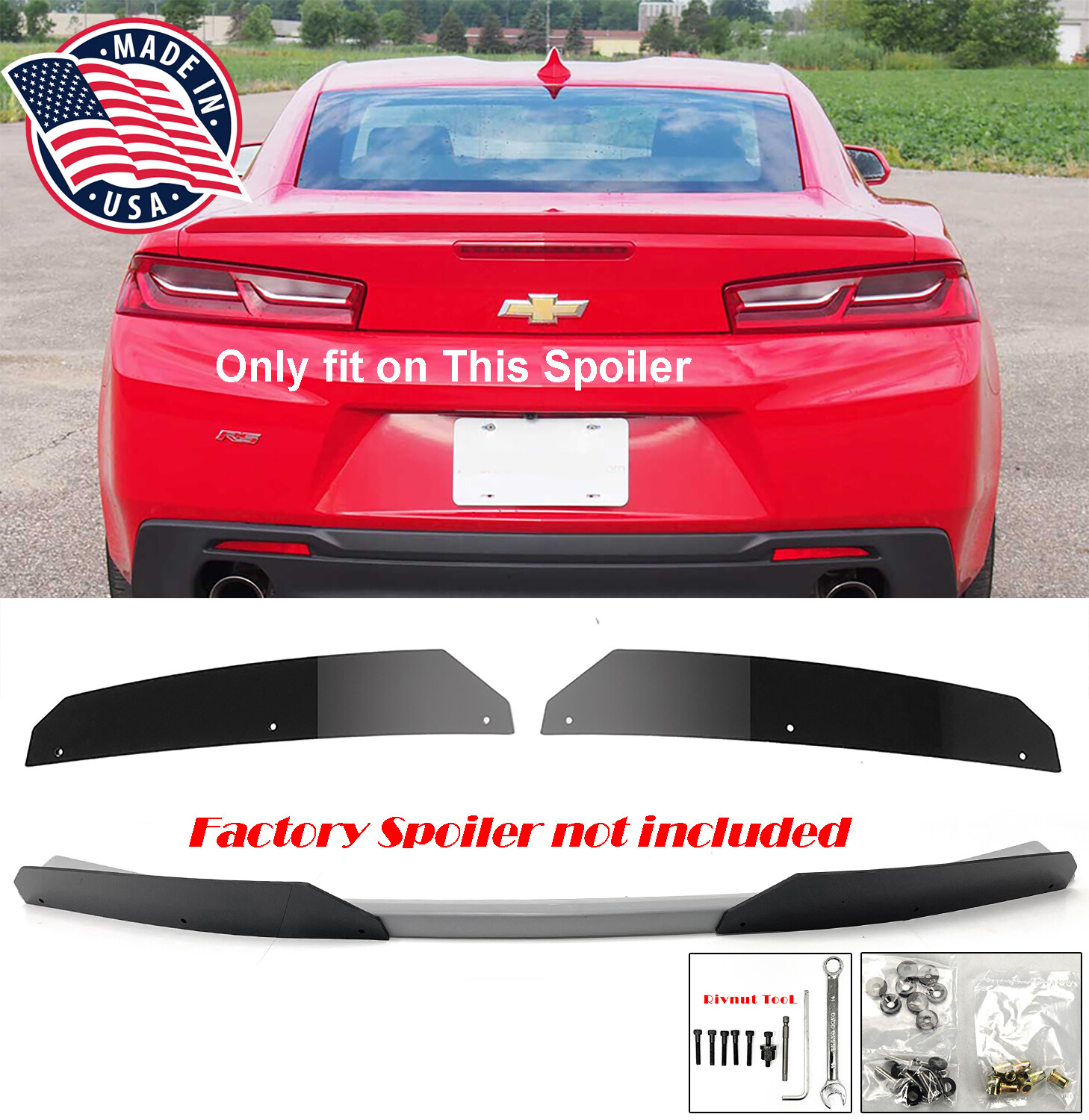 G3 Downforce Gurney Flap Gloss Black Decklid Wickerbill For 16-24 ...