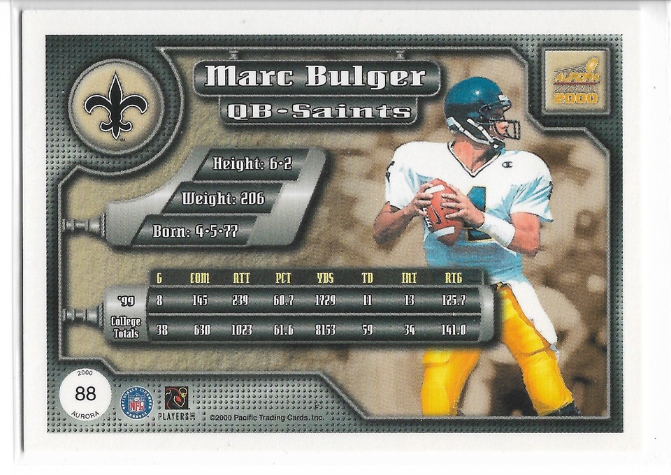 2000 PACIFIC AURORA MARC BULGER #88 New Orleans Saints | eBay