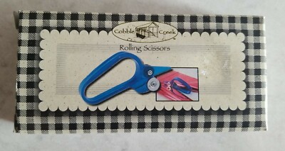 Cobble Creek Rolling Scissors Blue Gift Wrap Wrapping Paper Cutter Open ...