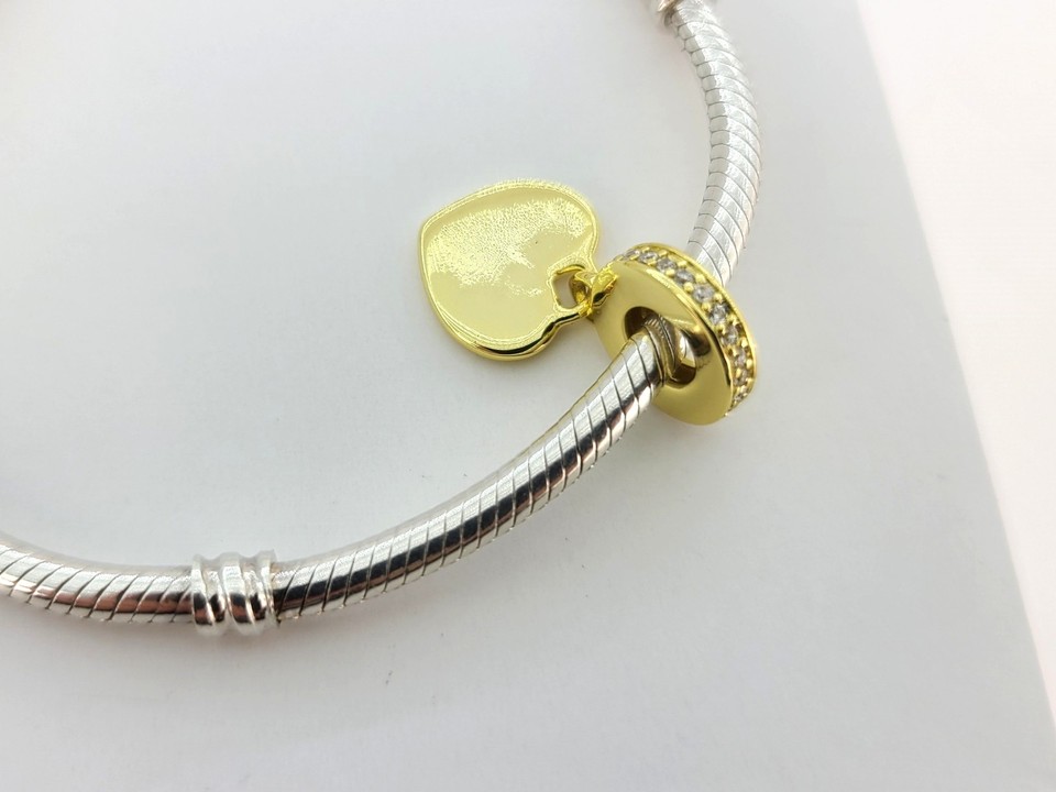 Authentic Pandora Gold-Plated Engravable Heart Tag Dangle 768761C01 ...