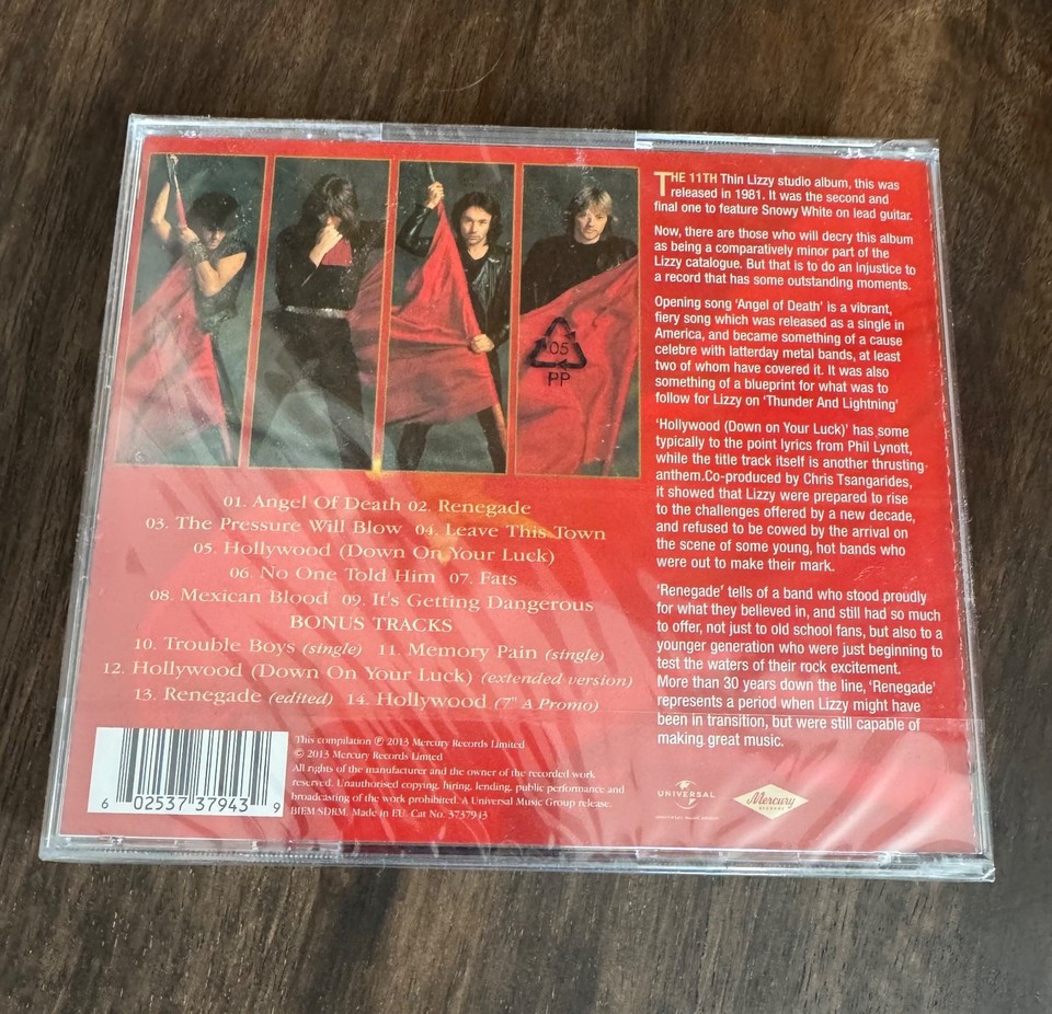 Thin Lizzy - Renegade CD - SEALED NEW REMASTERED w/ TONS OF BONUS ...