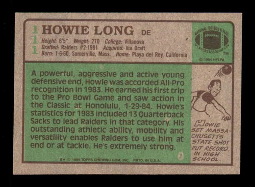 1984 Topps #111 Howie Long RC NM X3043263 | eBay