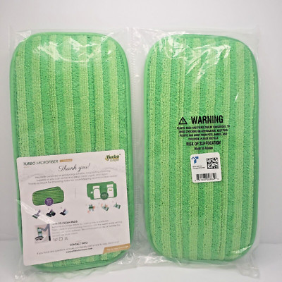 Turbo Mops Microfiber Pads 2 Pack Reusable 11.5" Wet Dry Replacement ...