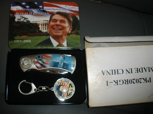 Opened Never Used President Ronald Reagan Pocket Knife & Keychain in ...