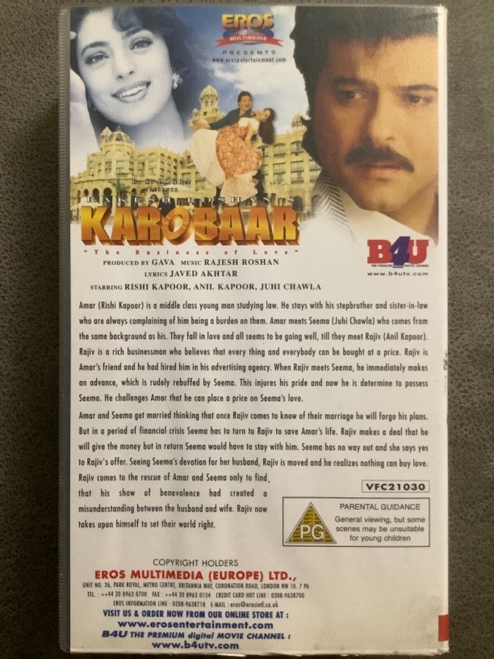 Karobaar -*Anil Kapoor *Juhi Chawla - BRAND NEW Bollywood Hindi Indian ...