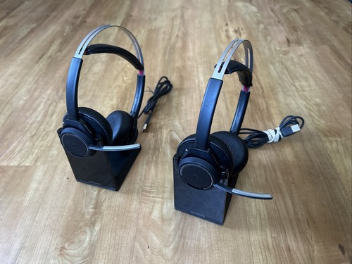 2 Sets Plantronics Voyager Focus UC Bluetooth USB B825 Headset/ Stand ...