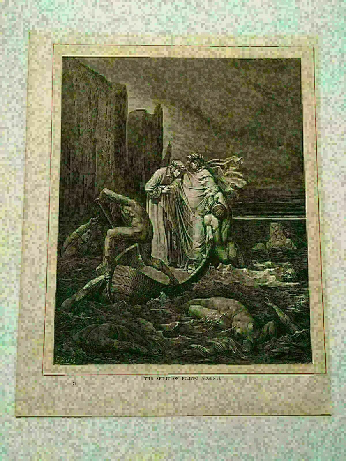 K92) The Spirit of Filippo Argenti Dante Inferno Gustav Dore 1890 ...
