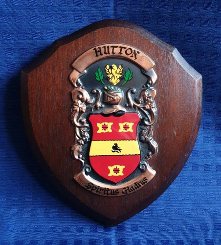 Hutton Family Plaque Shield Crest Coat of Arms Made by Historic ...