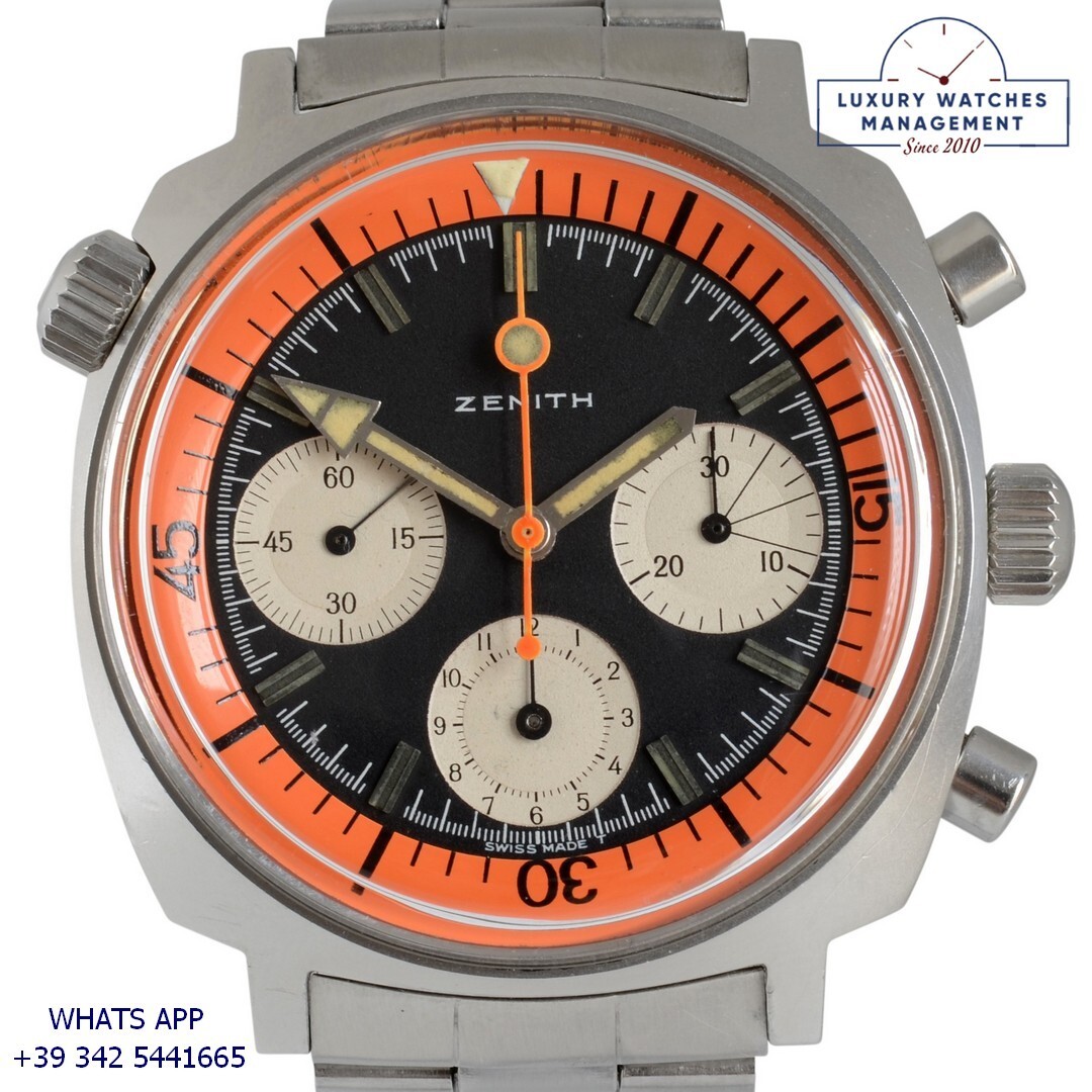 ZENITH Diver chronograph A3736 Super Sub Sea orange dial 1970's | eBay