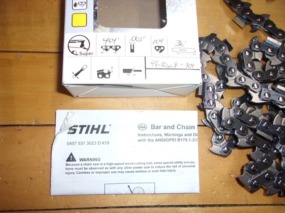 Stihl 36" Full Chisel Skip Tooth Chain OEM .404" .063" 104 DL 46RSLF # ...