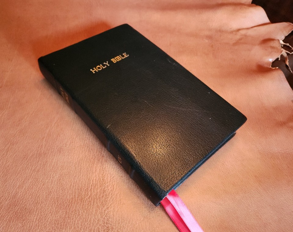 KJV Holy Bible Premium Rebind- Standard Size. Veg tanned goatskin -Fine ...