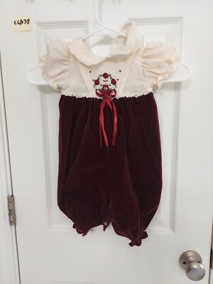 Baby Togs Size 3-6 Months Little Infant Girls Onepiece Faux Velvet ...