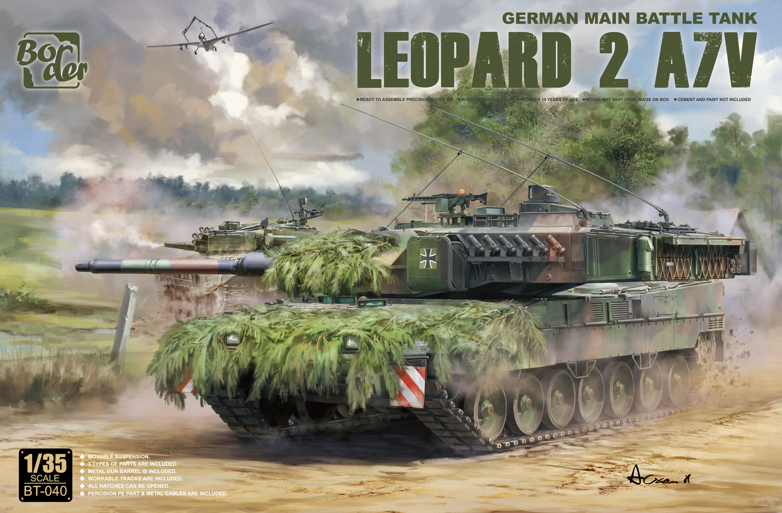 Border BT-040 1/35 Scale German Leopard 2A7V Main Battle Tank Model Kit ...