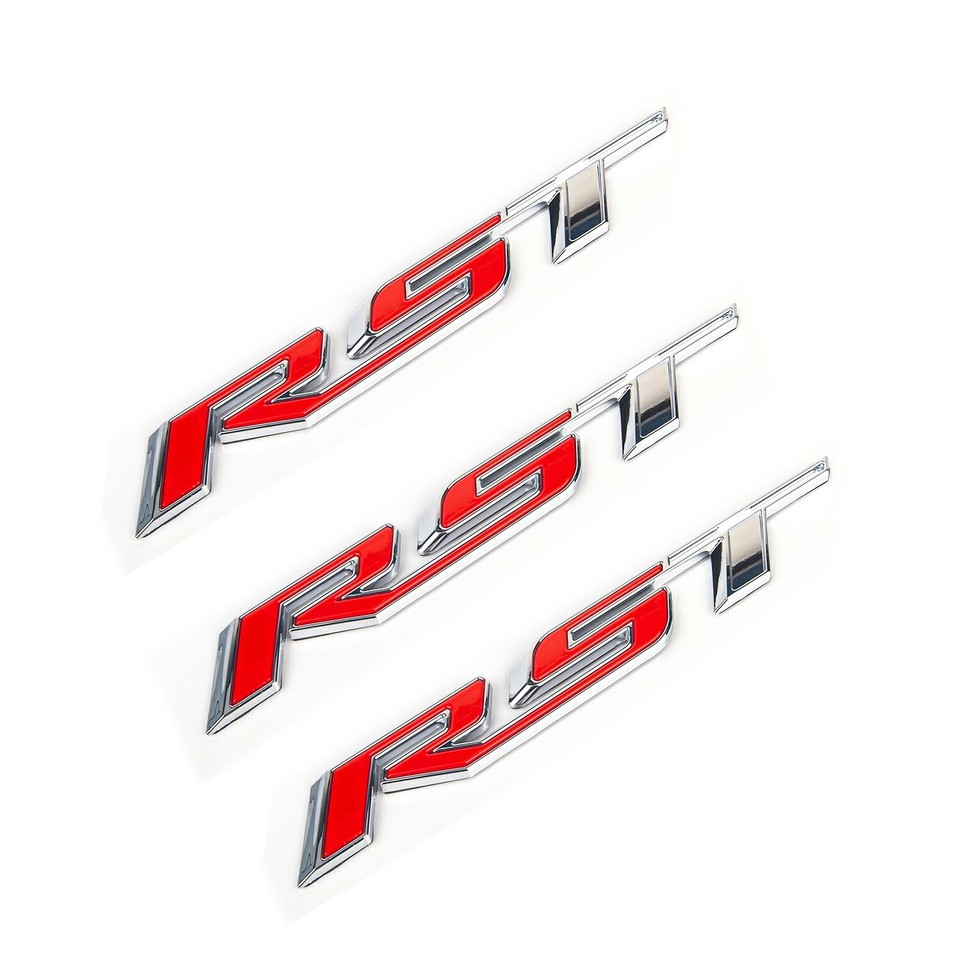 3Pcs RST Tailgate Emblem OEM GM Chevrolet Silverado Tahoe Yukon SUV Red ...