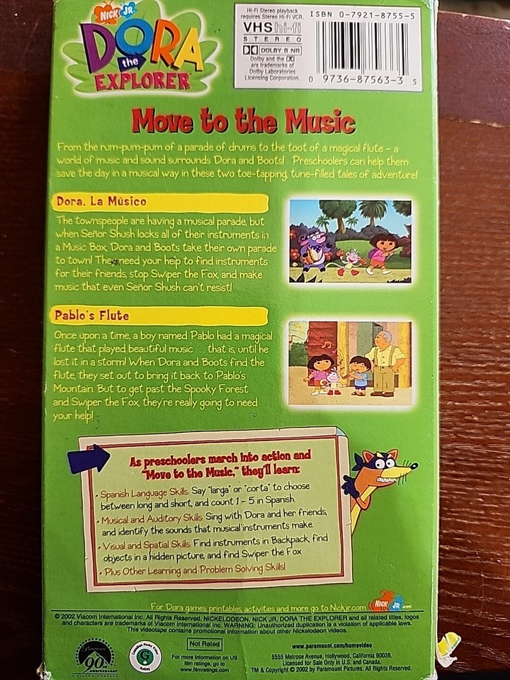 Dora The Explorer Move to the Music VHS Video Tape 2002 Nick Jr ...