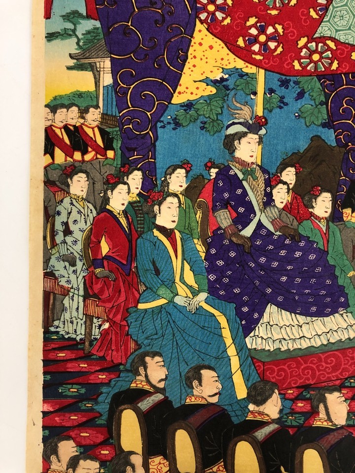Kunimasa Woodblock Print Diptych: Constitution of Japan is promulgated ...