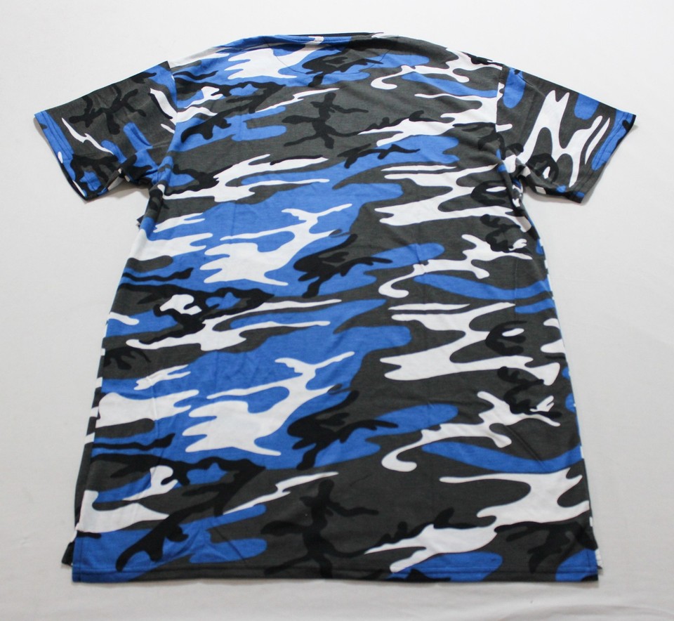 Galaxy By Harvic Men's S/S Hi-Low Crew Neck Camo Tee CG2 Royal Blue ...