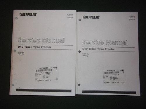 CAT CATERPILLAR D10 CRAWLER TRACTOR DOZER SERVICE SHOP REPAIR MANUAL S ...