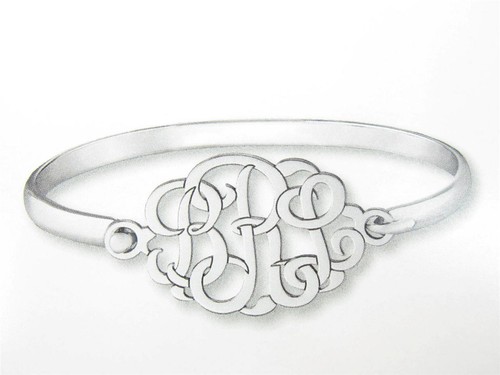 Special Order Sterling Silver 3 Letter Initial Monogram Design Bangle Bracelet | eBay Australia
