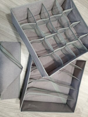 Stock Organizers Set Of 3 Collapsible Folding Grey | eBay