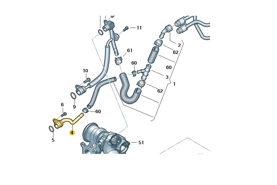 VW Audi Metal Coolant Pipe Rear some 1.8 Petrol see photo 06K121065Q ...
